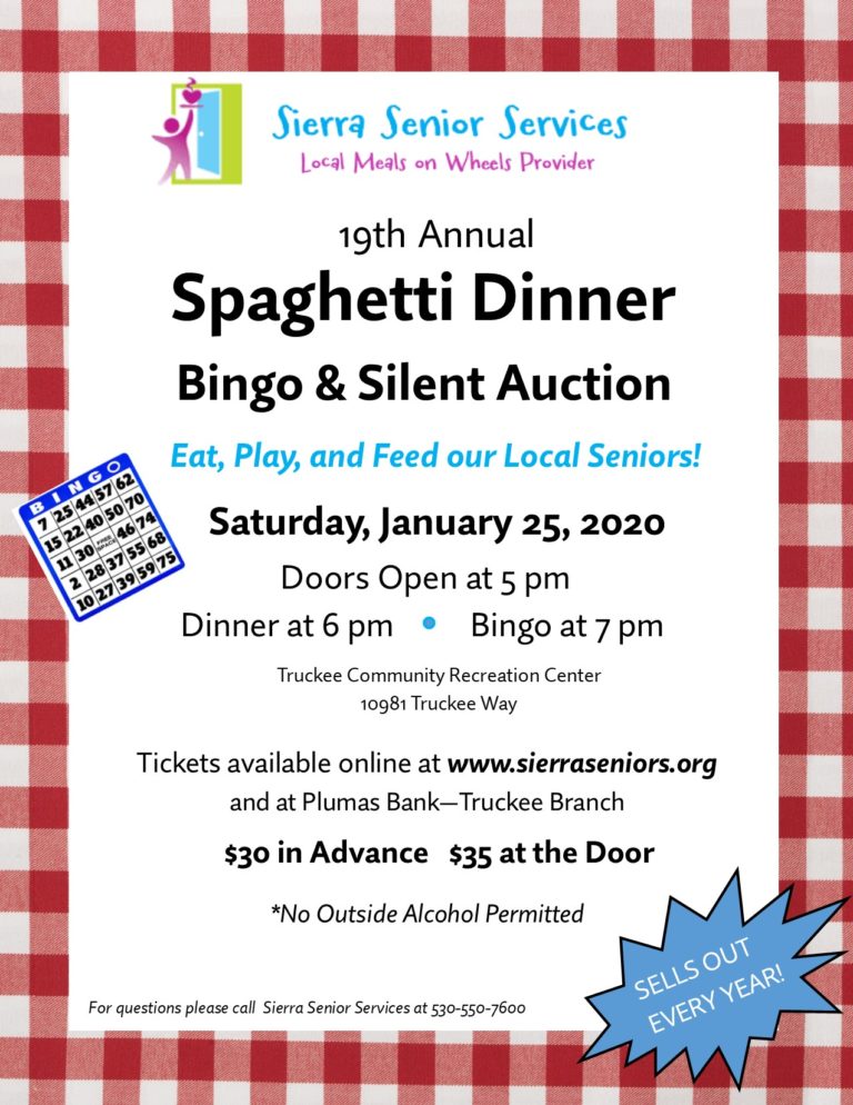 Annual Spaghetti Dinner and Bingo Night – Sierra Senior Services